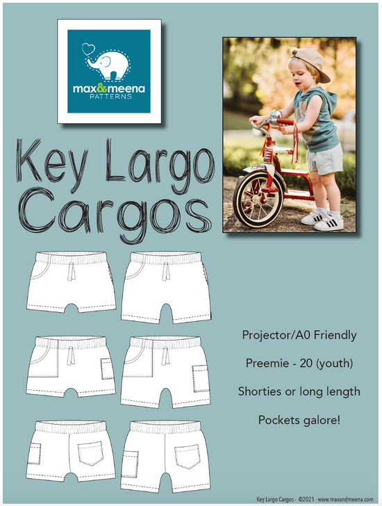 Key Largo Cargo Shorts SEWING PDF PATTERN -Projector/AO Friendly ...